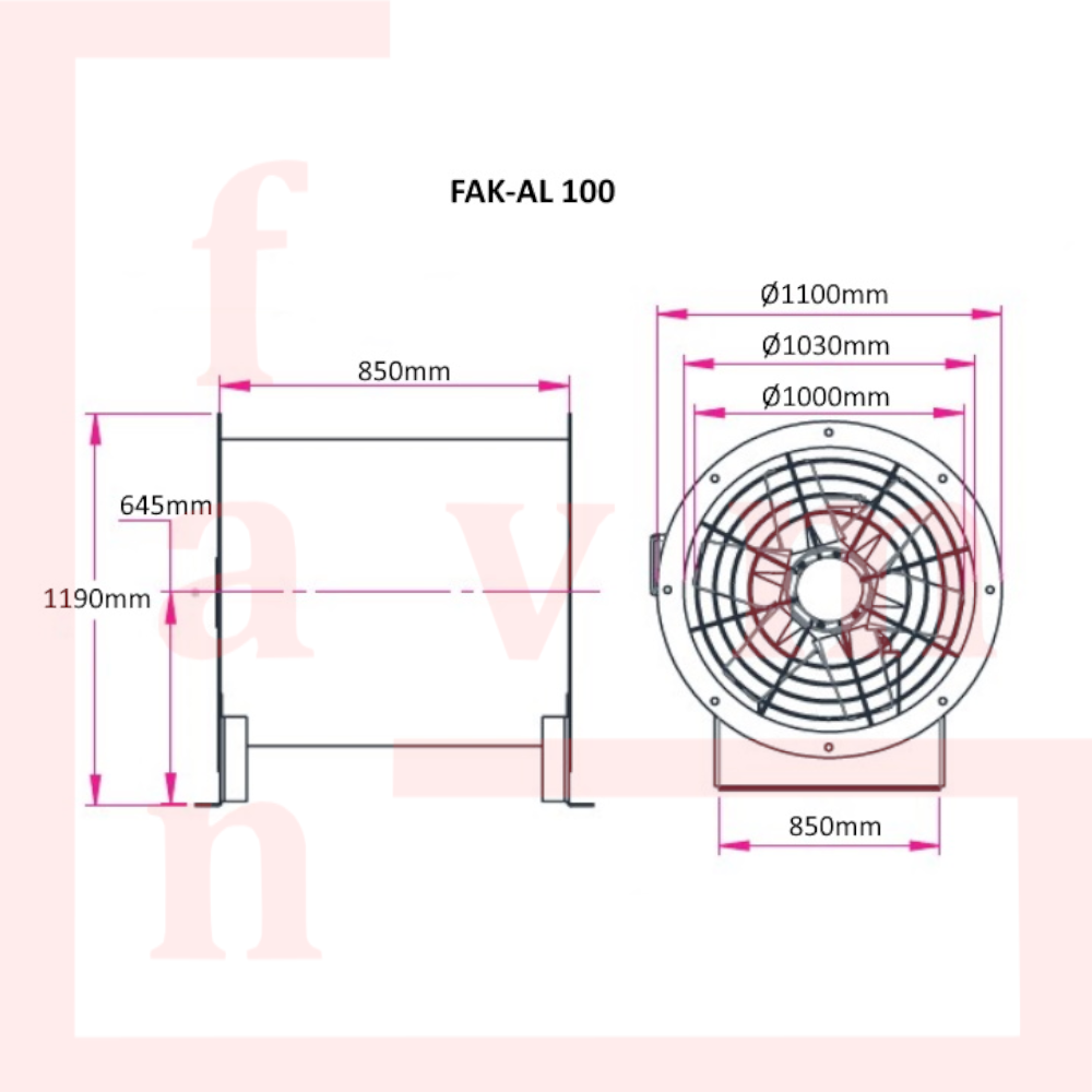 Fanex FAK-AL 100-02 Harici Motor Alüminyum Kanatlı 380 V 50000 m³/h ...