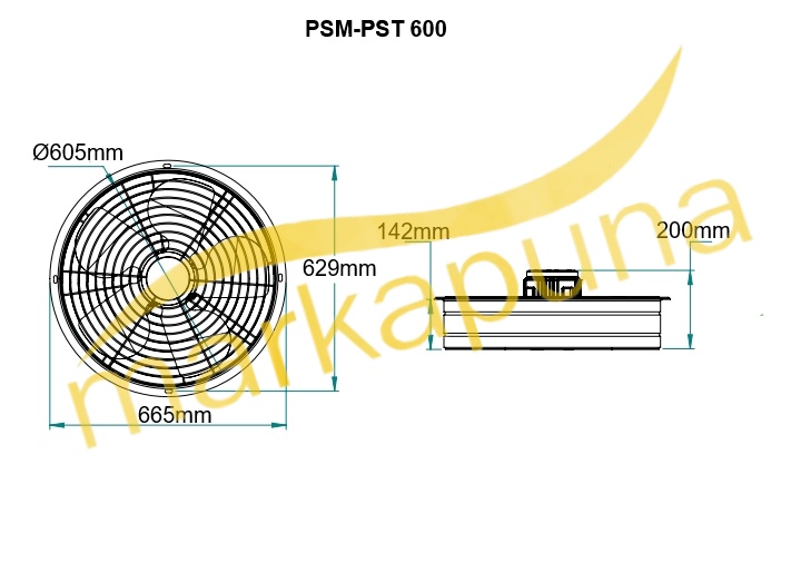 Fanex PST 600 Trifaze 8200 m³/h Yuvarlak Kasa Aksiyel Aspiratör